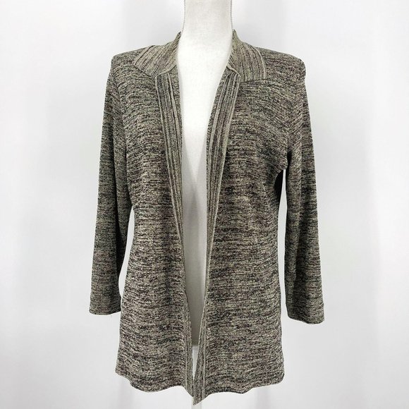 Misook | Sweaters | Exclusively Misook Black Gold Metallic Knit Open ...